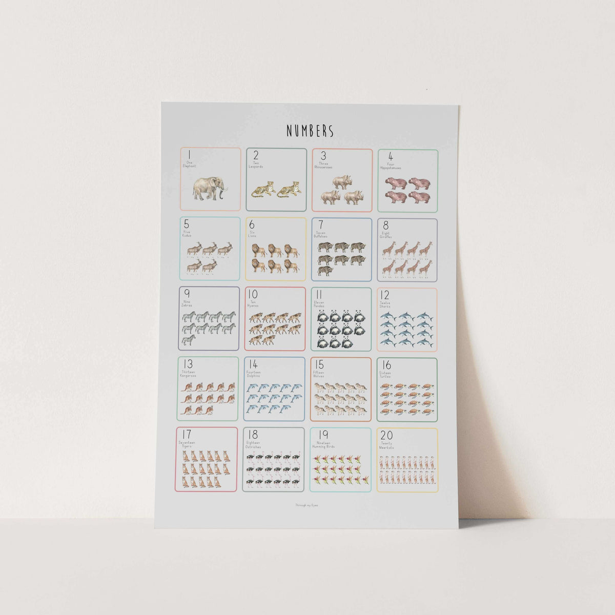 Animal Numbers (1-20) Art Print