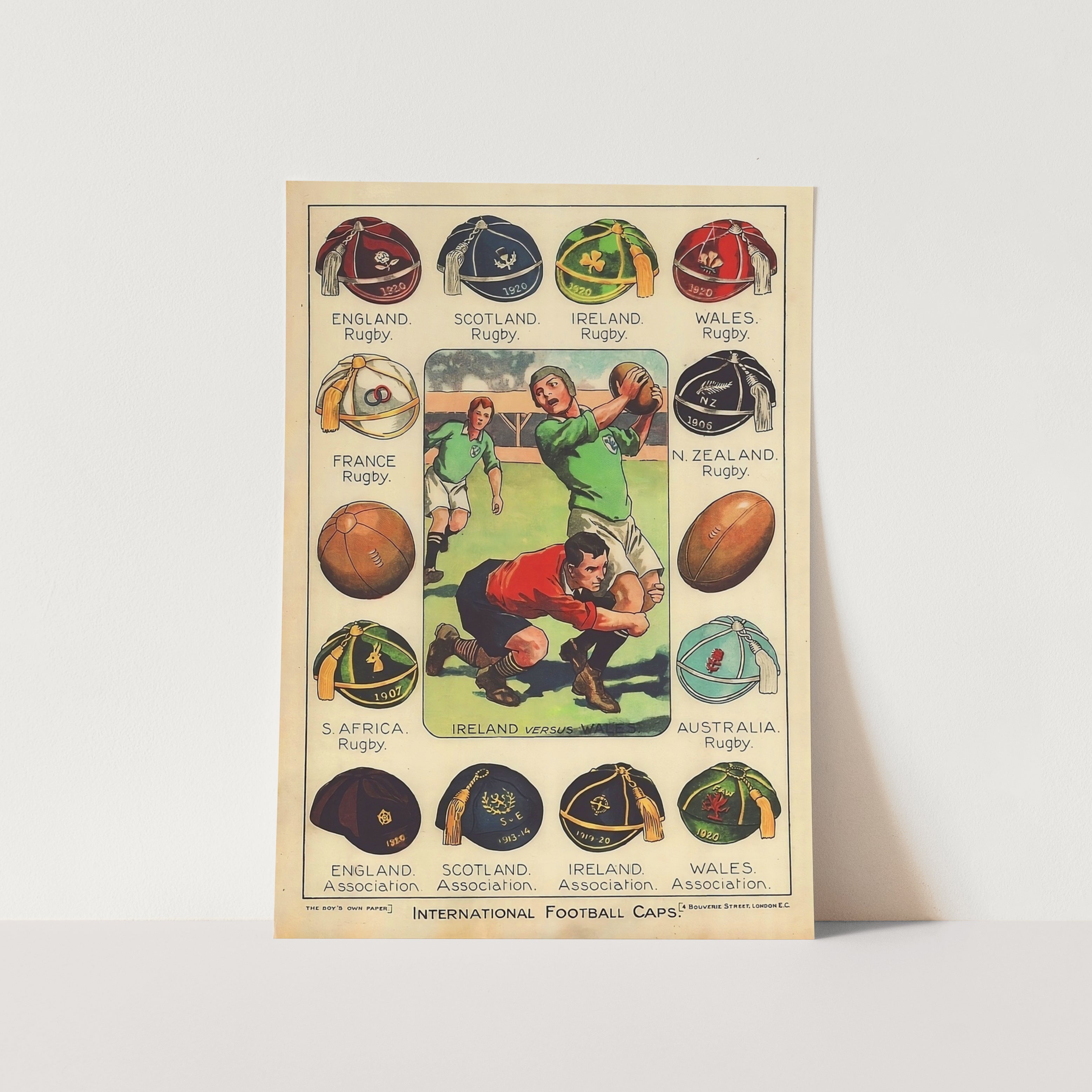 International Rugby Caps Art Print
