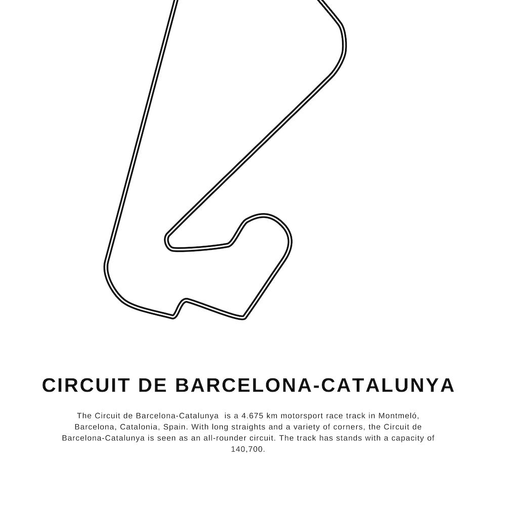 Spain Circuit de Barcelona-Catalunya F1 Race Track Art Print