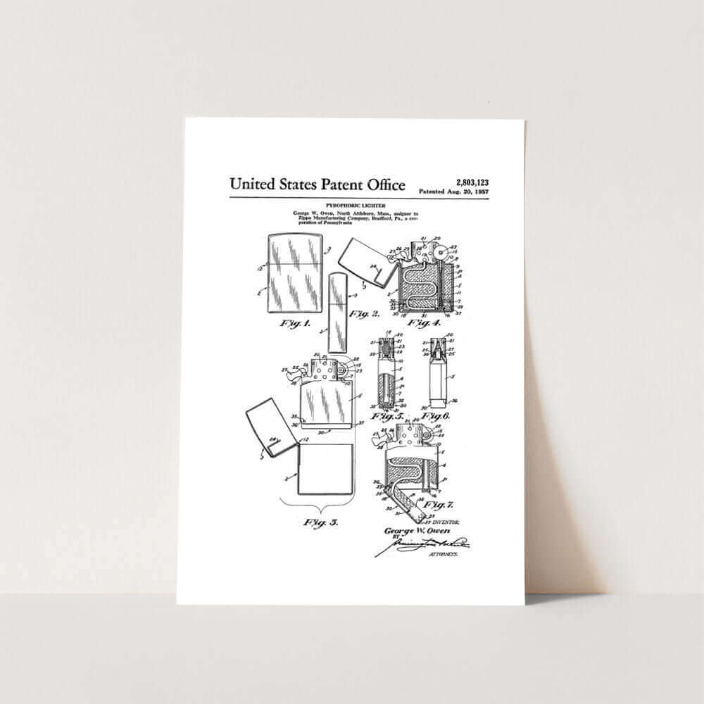 1957 Zippo Lighter Patent Art Print