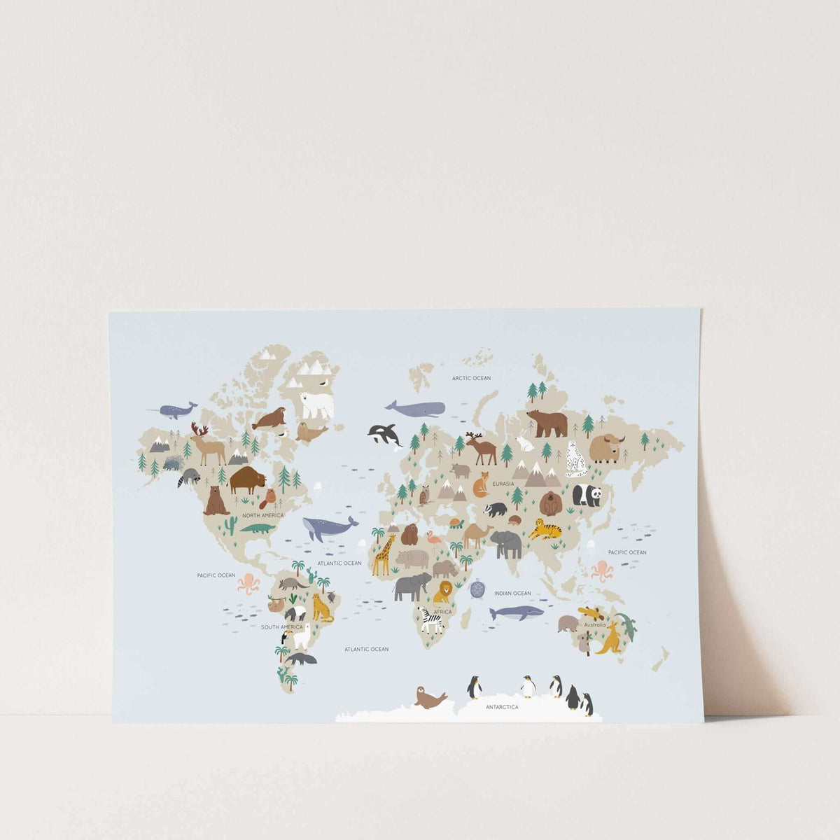 Animal World Map Art Print