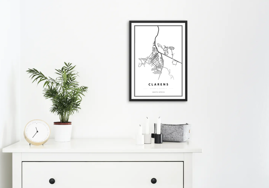 Clarens Map Art Print