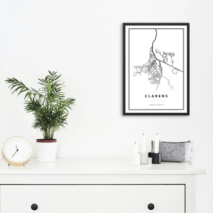 Clarens Map Art Print