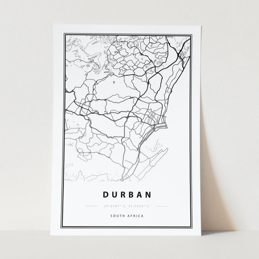 Durban Map Art Print