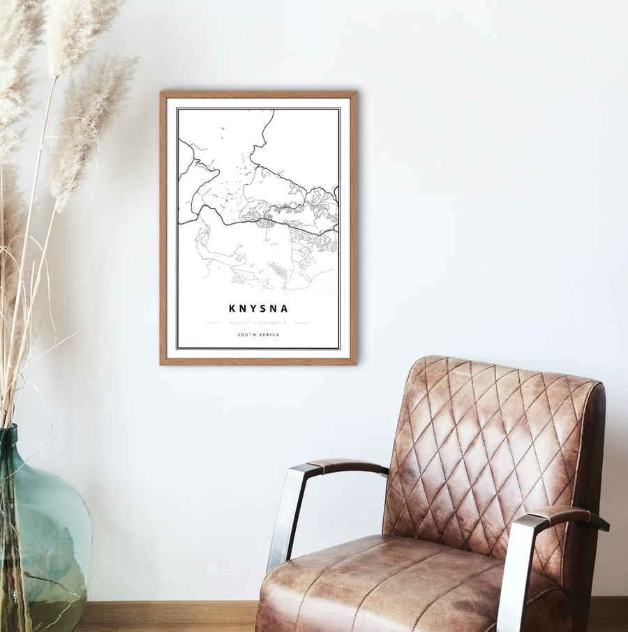 Knysna Map Art Print