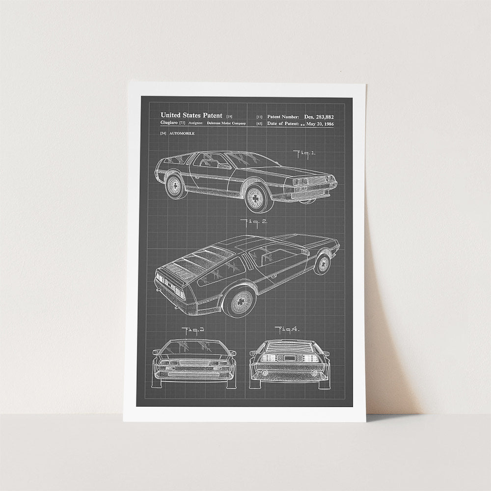 Delorean Automobile Patent Art Print