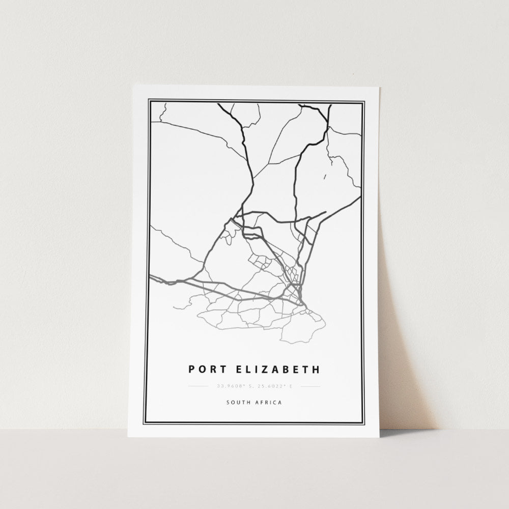 Port Elizabeth Map Art Print