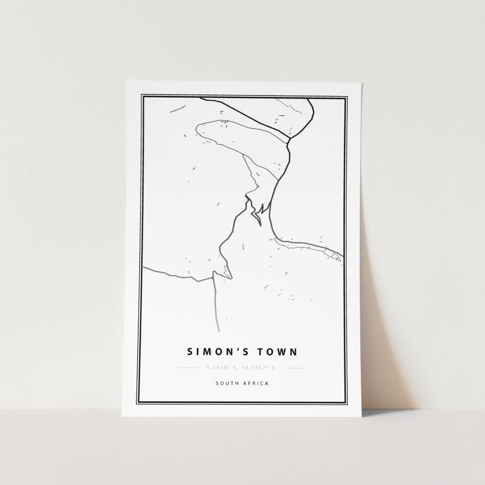 Simon's Town Map Art Print